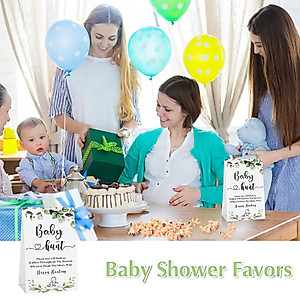 Gemscream 101 Pcs Baby Shower Games Include Paperboard Baby Hunt Sign 100 Mini Plastic Babies Tabletop Sign Tiny Babies Funny Baby Shower Prizes for Gender Reveal Party Favors (Green,Greenery)
