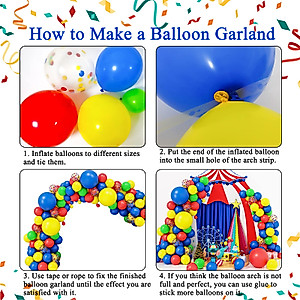 RUBFAC 123pcs Primary Balloons Carnival Circus Balloon Arch Garland Kit, Red Yellow Blue Green Balloons Rainbow Supplies for Baby Shower Paw Theme Birthday Decorations