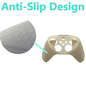 Controller Grip Cover for Xbox Series X/S, Anti-Slip Silicone Skin Protective Cover Case for Microsoft Xbox Series X/S Controller, 2 Pack with 8 Thumb Grips (White+Blue)
