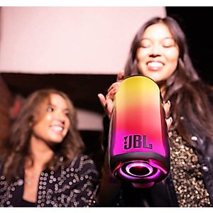 JBL Pulse 5 Black Bluetooth Light Show Speaker Bundle with Premium divvi! Hardshell Case