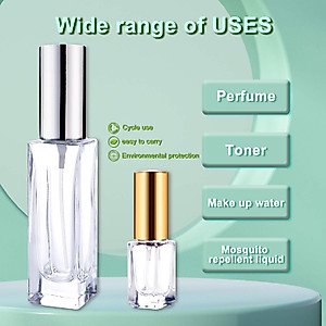 Skogfe Refillable Perfume Atomizer Bottle-Glass Empty Spray Bottle,Atomizer Perfume Bottle Refillable Travel 4 Pack, Packed with Funnels Pipettes Dispensers