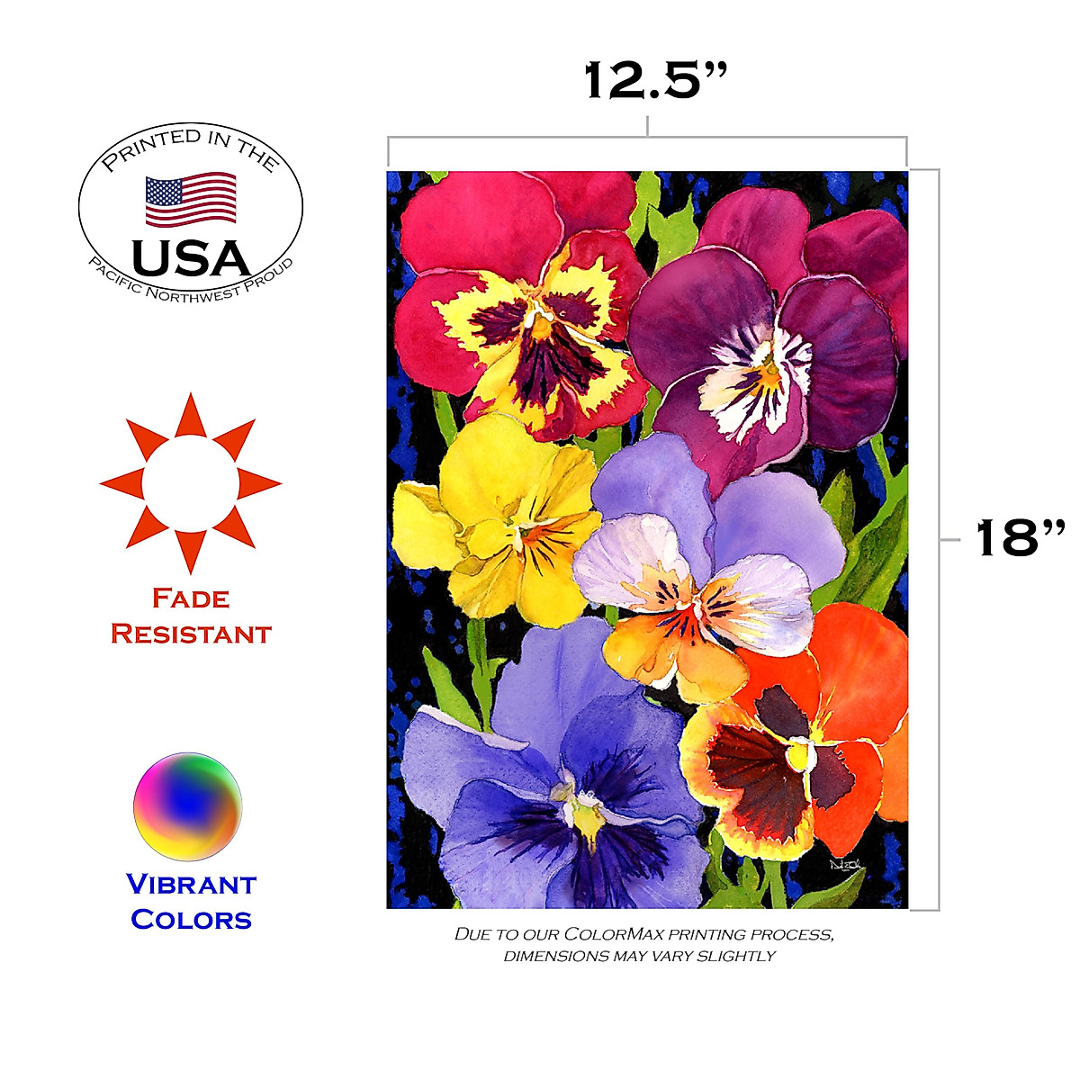 Toland Home Garden 1112552 Pansy Perfection Spring Flag 12x18 Inch Double Sided Spring Garden Flag for Outdoor House Flower Flag Yard Decoration