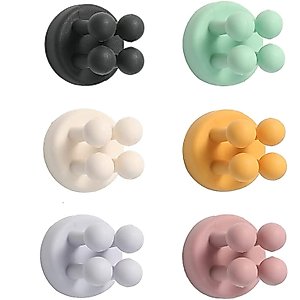 BetterJonny 6 Pack Razor Holder for Shower Wall, Silicone Toothbrush Holders for Hanging, Multi-Purpose Hanging Hooks Utility Self Adhesive Hooks for Kitchen Bathroom Home