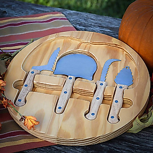 Creative Carving NEW 4 Piece Pumpkin Carving Kit with Woode Case: (Plus Pumpkin Carving Stencil E-Book) Sturd Stainless Steel and Wood Handled Carving Tools | Crafted for Safety and Efficiency