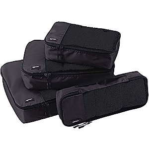 Amazon Basics 4 Piece Packing Travel Organizer Cubes Set, Black