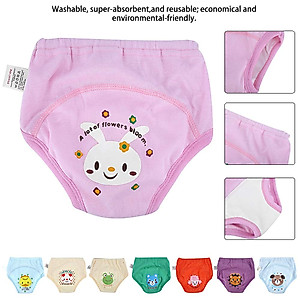8PC/S Baby Training Pants Potty Training Underwear Toddlers Boys Girls Cartoon Cute Waterproof Diapers 4 Layers (80)