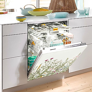 JUMBEAR Herb Flower Dishwasher Magnet Cover, Reuseable Refrigerator Magnet Cover Decal Fridge Microwave Stickers Holiday Party Decor, 23 x 26 Inch