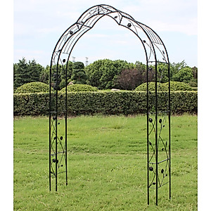 Metal Garden Arch 98.4" H Garden Arbor Trellis Climbing Plants Support Rose Arch Outdoor Lawn Wedding Party Events Archway Black
