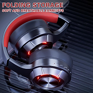 MORESEC Headphones Bluetooth Wireless Over Ear, Stereo Cotton HiFi Stereo Foldable Lightweight Headset Comfortable Protein Earpads, Long Battery Life for Travel/Work