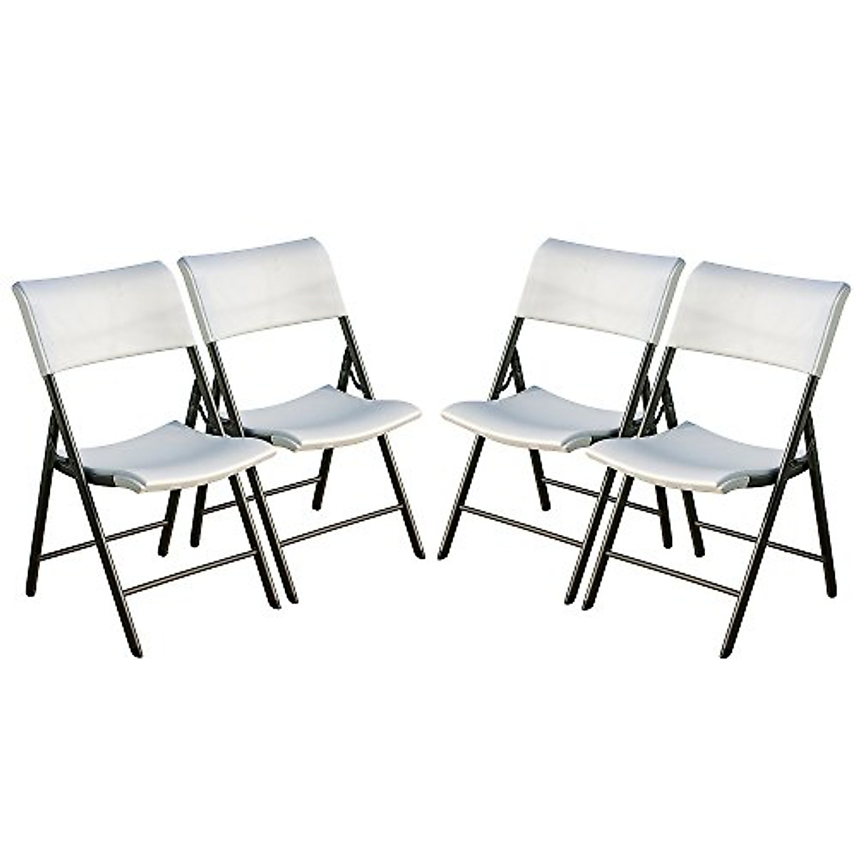 Lifetime 80191 Light Commercial Folding Chair, White Granite with Gray Frame, 4 Pack