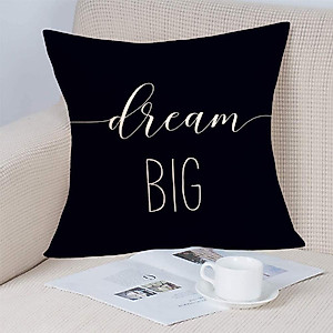 Doitely Simple Quote Black Pillow Covers 18x18 Inch Set of 4 Live Simply, Work Hard, Give Love, Dream Big Cotton Linen Cushion Cover for Home Sofa Chair Decor Inspiring Words Farmhouse Pillow Case