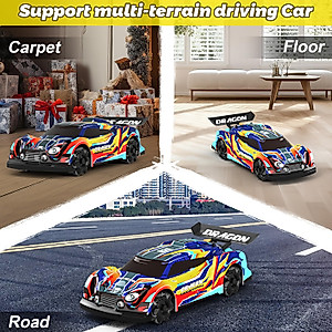 joyee＆elephant RC Drift Car, 1:14 Remote Control Car, 4WD Drift RC Cars for Kids, 2.4Ghz High Speed RC Vehicle with LED Lights Music, Hobby Sport Racing Toy Cars Gifts for Boys Girls