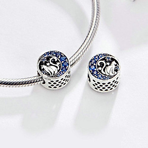 Cat Charm 925 Sterling Silver Animal Charm Lucky Charm Birthday Charm Love Charm for Pandora Charm Bracelet (Cat)