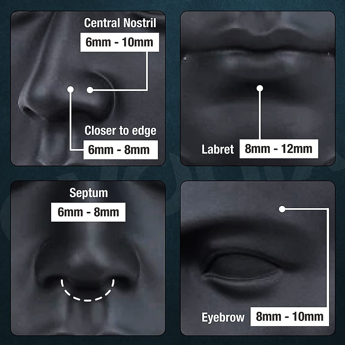 8pc 18g Stainless Steel Horseshoe Earrings Barbell Gauge Hoop Cartilage Daith Tragus Piercing 8mm