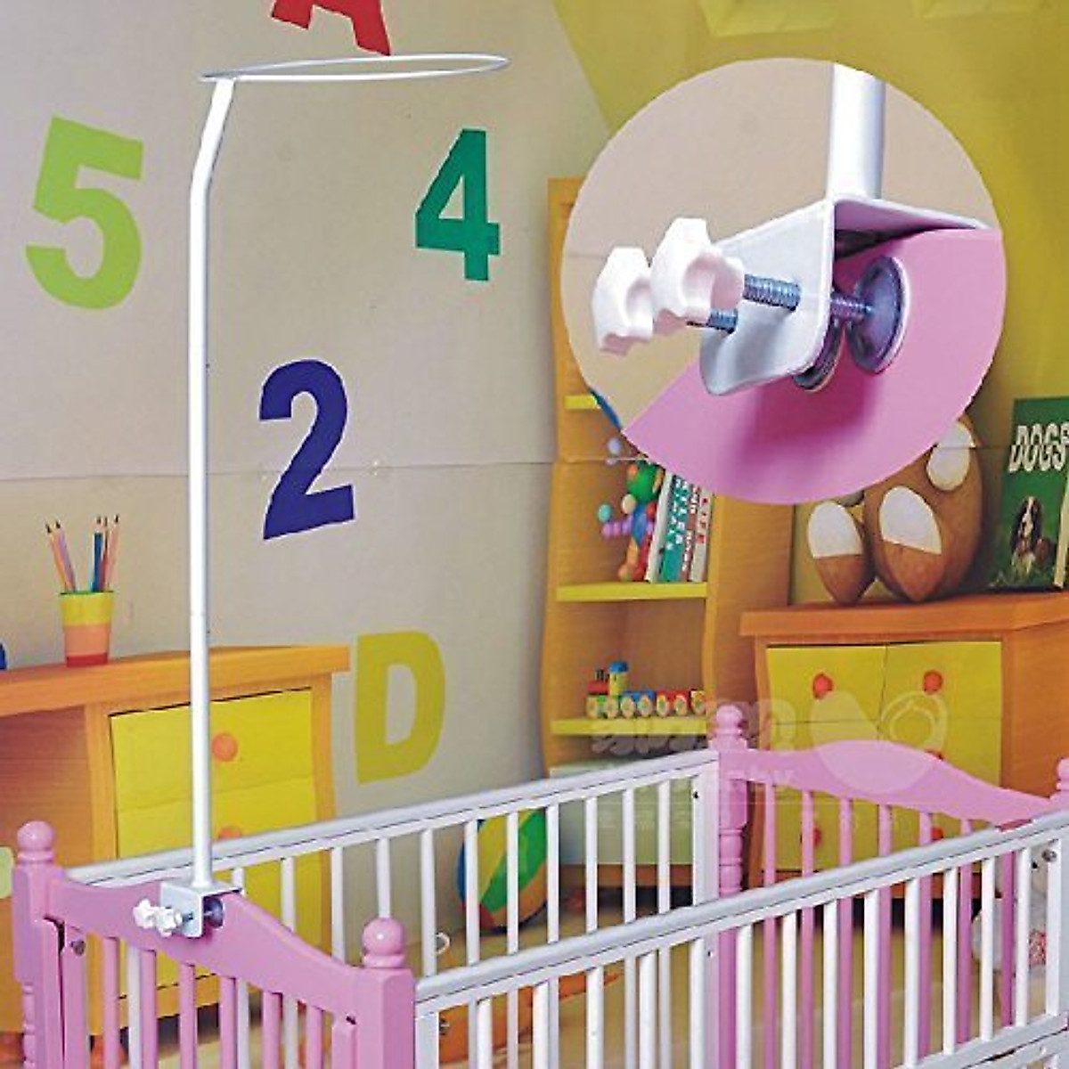 Cdycam Baby Infant Toddler Bed Dome Cots Mosquito Netting Hanging Bed Net Mosquito Bar Frame Palace-Style Crib Bedding Set (White Stand Only)