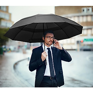 G4Free 42/46/54/62 Inch Large Golf Umbrella Compact Reverse Travel Umbrella 10 Ribs Windproof for Rain Double Canopy Automatic Open Close