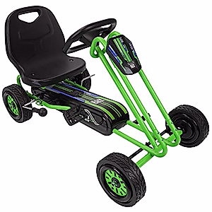 509 Crew Rocket Pedal Go Kart - Green | Pedal Car | Ride On Toys for Boys & Girls with Ergonomic Adjustable Seat & Sharp Handling, Ages 4+ (U918005), Large