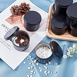Healthcom 15 Packs 5 Oz Aluminum Tins Round Metal Tin Jars Screw Top Lids Steel Tin Cans Cosmetic Sample Containers Food Storage Organization for Accessories Spices Candies Tea Gift Giving(Black)