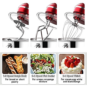 Kitchen Stand Mixer, 6.5 Quart, 6 Speed Tilt-Head Kitchen Mixer, Electric Food Mixer with Dough Hook, Wire Whip, Beater, Red
