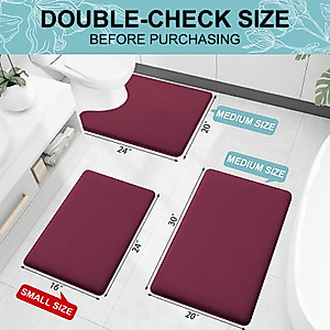 Smiry Memory Foam Bath Mat 24x16, Extra Soft and Absorbent Bathroom Mats, Non Slip Washable Carpet for Floor, Shower and Tub, Burgundy