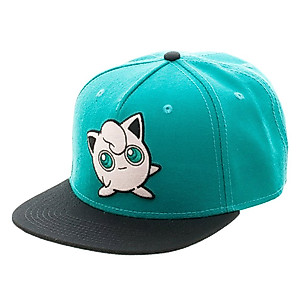 BIOWORLD Pokemon Jigglypuff Embroidered Snapback Cap Hat, Turquoise