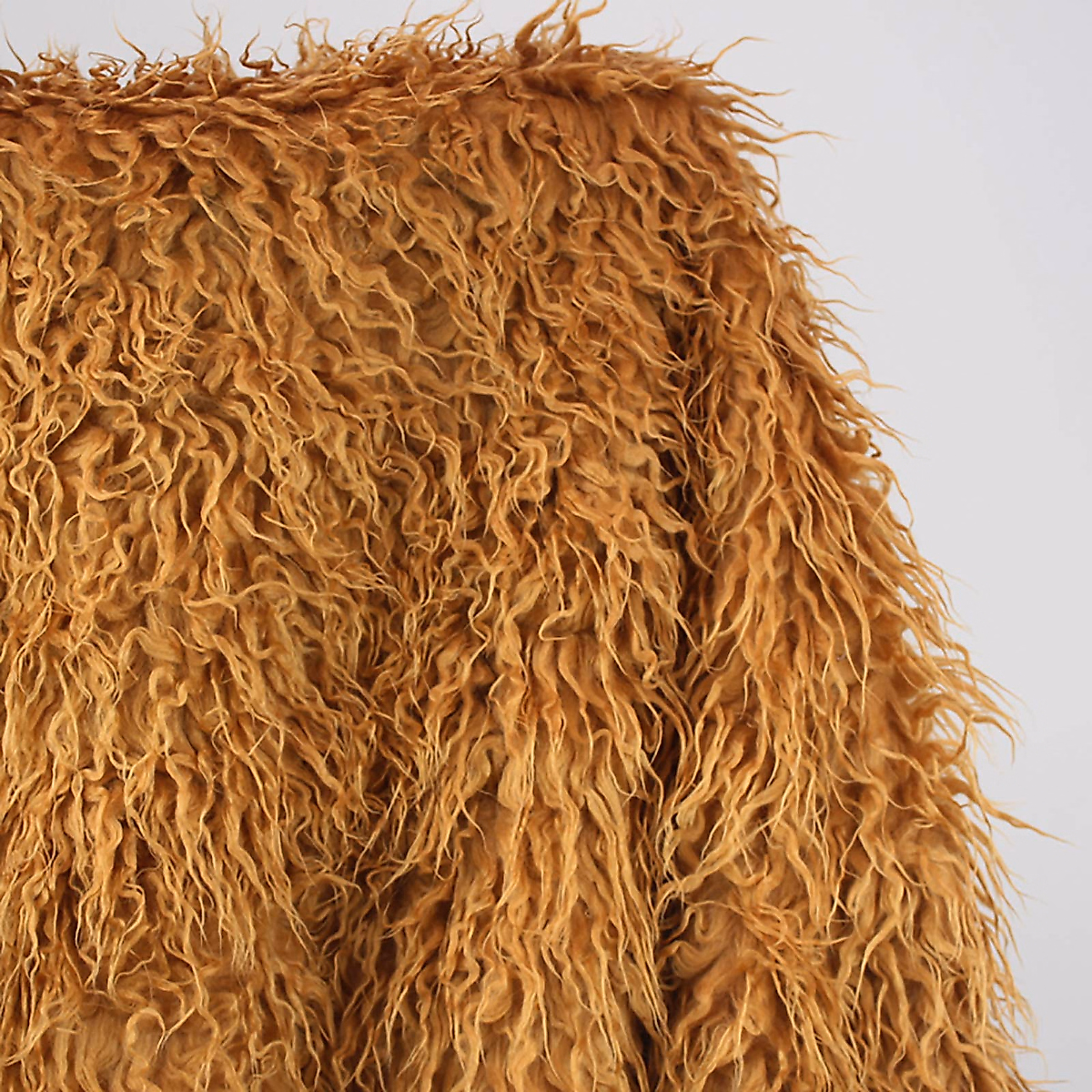 Faux Fur Long Pile Curly Fabric Alpaca Mongolian,Fake Fur Luxury Shag Fabric for DIY Craft Decoration Photo Prop Backdrop Cosplay Chairs Sofa Cushion Rugs 150x50cm(Color:2 Brown)