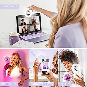 LITTIL Selfie One - Selfie Ring Light for Phone Rechargeable Cell Phone Ring Light Clip On for iPhone, Android, and Laptop Camera | 3 Adjustable Light Modes | Beauty and Influencer