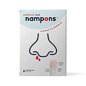 Nampons for Nosebleeds - 6 Nasal Plugs with Clotting Agent to Stop Nosebleeds Fast. Trusted by Doctors, Nurses and First Responders. Safe and Effective for Children, Adults, and Seniors