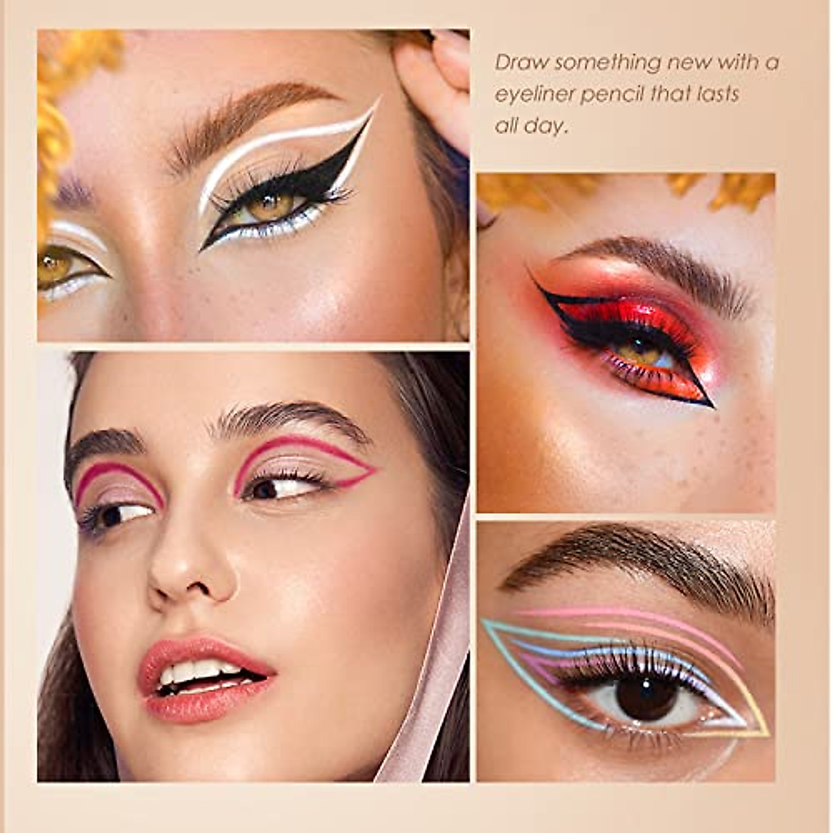 BestLand 12 Colors Matte Creamy Christmas Eyeliner Set Rainbow Red Black White Brown Colorful Neon Eyeliner Pencil Pigmented Smudgeproof Long Lasting Gel Eye Liner Makeup Gift Kit for Women (Set D)