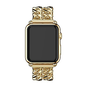 Seoaura Compatible Apple Watch Band 41mm 38mm 40mm, Stainless Steel Metal Cowboy Chain Style Replacement iWatch Series 8 7 6 5 4 3 2 1 SE Nike+ Sports Strap Wristband (Gold, 41mm/38mm/40mm)