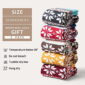 Nimalpal Wool Socks for Women - Soft 5 Pairs Wool Socks Womens for Winter Hiking Cozy Warm, Octagon Ethnic