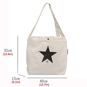 Y2k Women Star Canvas Shoulder Bags Casual Large Size Travel Bags Shoulder Bags Cross Body Bags Work Bag Crossbody (white)