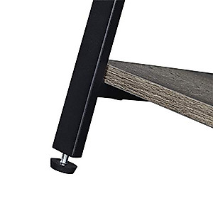 MNEETRUNG Small Bookshelf, 2-Tier Modern Wood Bookcase, Small Kitchen Storage Rack, Industrial Shelf Unit with Metal Frame for Living Room, Bathroom and Office, Ash Grey