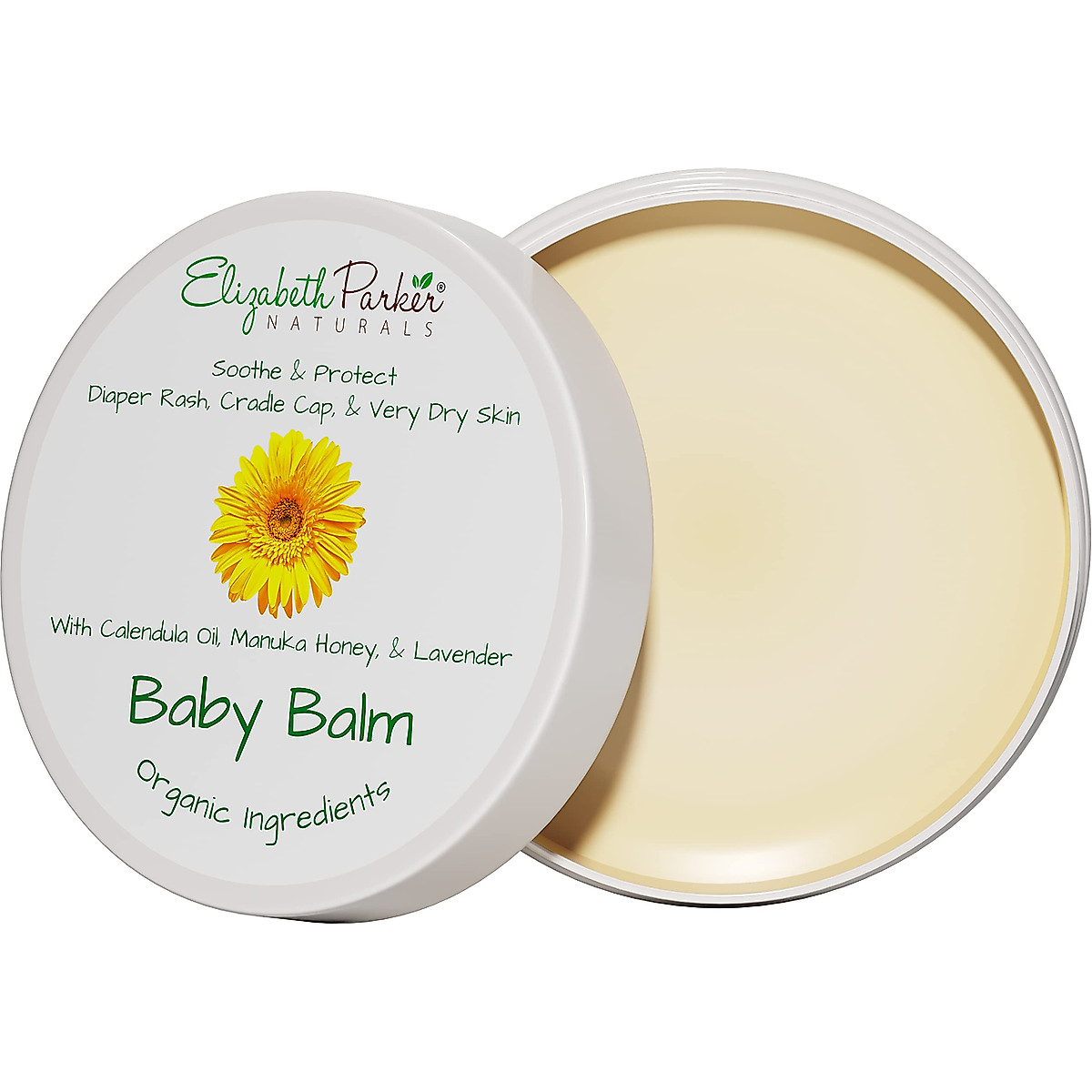Organic Calendula Ointment Baby Rash Cream - Baby Eczema Cream, Cradle Cap Treatment, Diaper Rash Ointment, Baby Butt Cream - Calendula Oil, Manuka Honey, Lavender, and Coconut - Baby Skin Care (2oz)