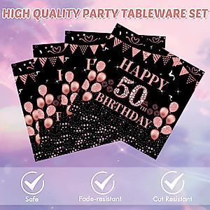 40 Pcs 50th Birthday Decorations for Women Rose Gold Pink Birthday Supplies1975 Happy 50th Birthday Party Supplies Plates and Napkins for gifts women