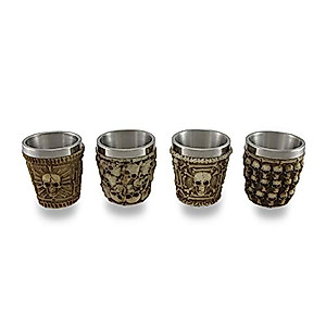 Things2Die4 Set of 4 Human Skull Themed Shot Glasses, Brown, One Size