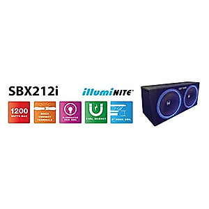 Dual Electronics SBX212i 12-inch illumiNITE High Performance Studio Enclosed Subwoofers with 1,200 Watts of Peak Power & 41-Ounce Magnets