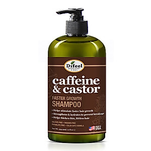 Difeel Caffeine & Castor Faster Growth Shampoo 12 oz., Made with Castor Oil for Hair Growth, Sulfate Free Shampoo