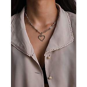 Sacina Gothic Barbed Wire Heart Necklace, Zinc Alloy Heart Pendant, Goth Jewelry Gift for Women
