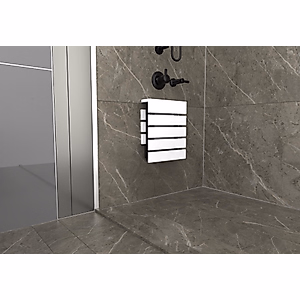 Folding Wall Mounted Teak Wood Handmade Shower Seat, Inside Shower Bathroom Stool for Seniors Disabled Pregnant Handicapped, Foldable Water Resistant Outdoor Bench (White)