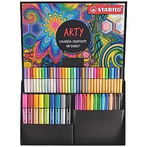 STABILO Creative Set - Pen 68 Max, Pen 68, Pen 68 brush, point 88, pointMax, ARTY, 55-Pieces - drawing, illustration, writing
