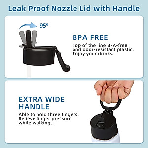 Volhoply 18oz Insulated Water Bottle Bulk 2 Pack,Kids Stainless Steel Water Bottles with Straw Lid,Double Wall Vacuum Metal Thermos Bottle,Wide Mouth Reusable Sports Flask For Cold Drink(White,2 Set)