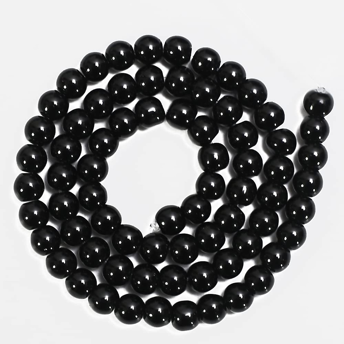 ZHFMLY 600pcs 6MM Black Glass Beads Handcrafted Round Lampwork Smooth Loose Bracelet Beads for DIY Jewelry Making #30724