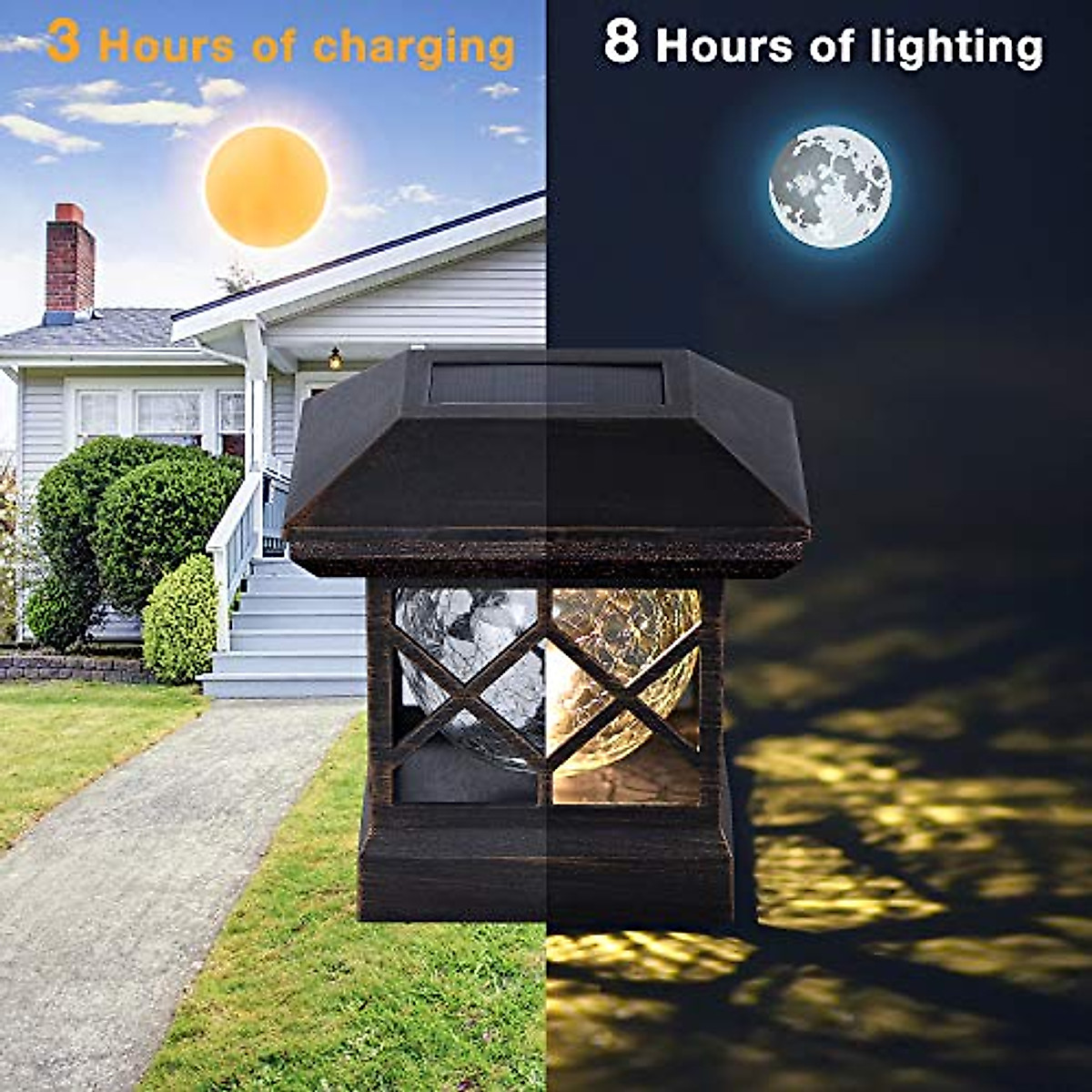 TWINSLUXES Solar Post Cap Lights Outdoor - Waterproof LED Fence Post Solar Lights for 3.5x3.5/4x4/5x5 Wood Posts in Patio, Deck or Garden Decoration…………