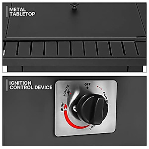 MoNiBloom 28 in Fire Propane Pit Tables 50000 BTU Square Outdoor Firepit Tabletop with Quick Manual Ignition and Lid for Garden Courtyard Patio Balcony, Gray