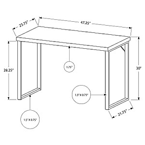 Monarch Specialties 7155 Computer Desk, Home Office, Laptop, 48" L, Work, Metal, Laminate, Brown, Grey, Contemporary, Modern Desk-48 Taupe Silver, 47.25" L x 23.75" W x 30" H, Dark Taupe & Silver