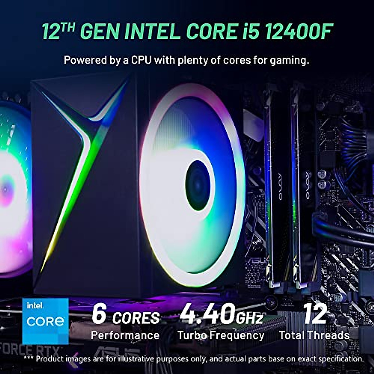 Skytech Blaze 3.0 Gaming PC Desktop – Intel Core i5 12400F 2.5 GHz, NVIDIA RTX 3060, 500GB NVME SSD, 16GB DDR4 RAM 3200, 600W Gold PSU, 11AC Wi-Fi, Windows 11 Home 64-bit,Black