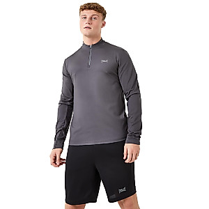 Everlast Men's Sports Shirts 1/4 Zip Long Sleeve Fleece Running Workout Pullover Tops Sweatshirt (US, Alpha, Large, Regular, Regular, Gry)