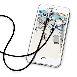 kwmobile Strap Compatible with Huawei FreeBuds - Silicone Cord Holder for Wireless Earphones - Black