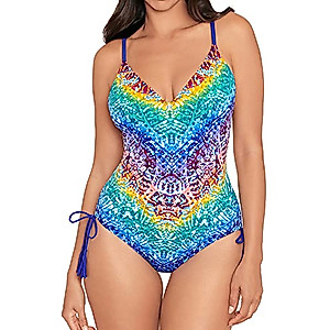 Skinny Dippers Women's Swimwear Alice Shape Shifter V-Neckline Soft Cup One Piece Swimsuit, Rainbow, Small